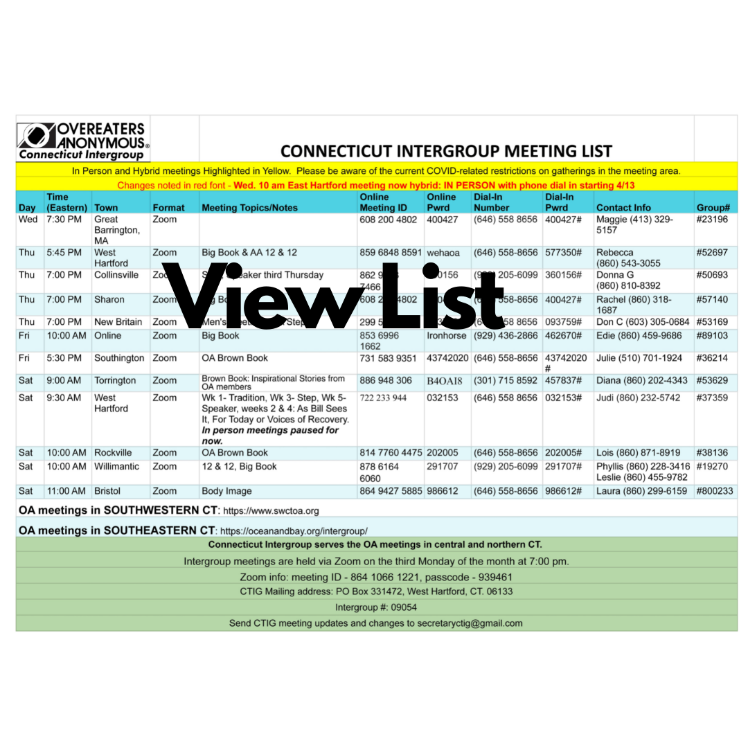 CT Meeting List – CT Overeaters Anonymous